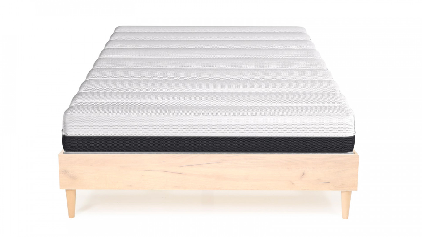 Ensemble lit Paco effet chêne 140x190 + Matelas à ressorts ensachés ...